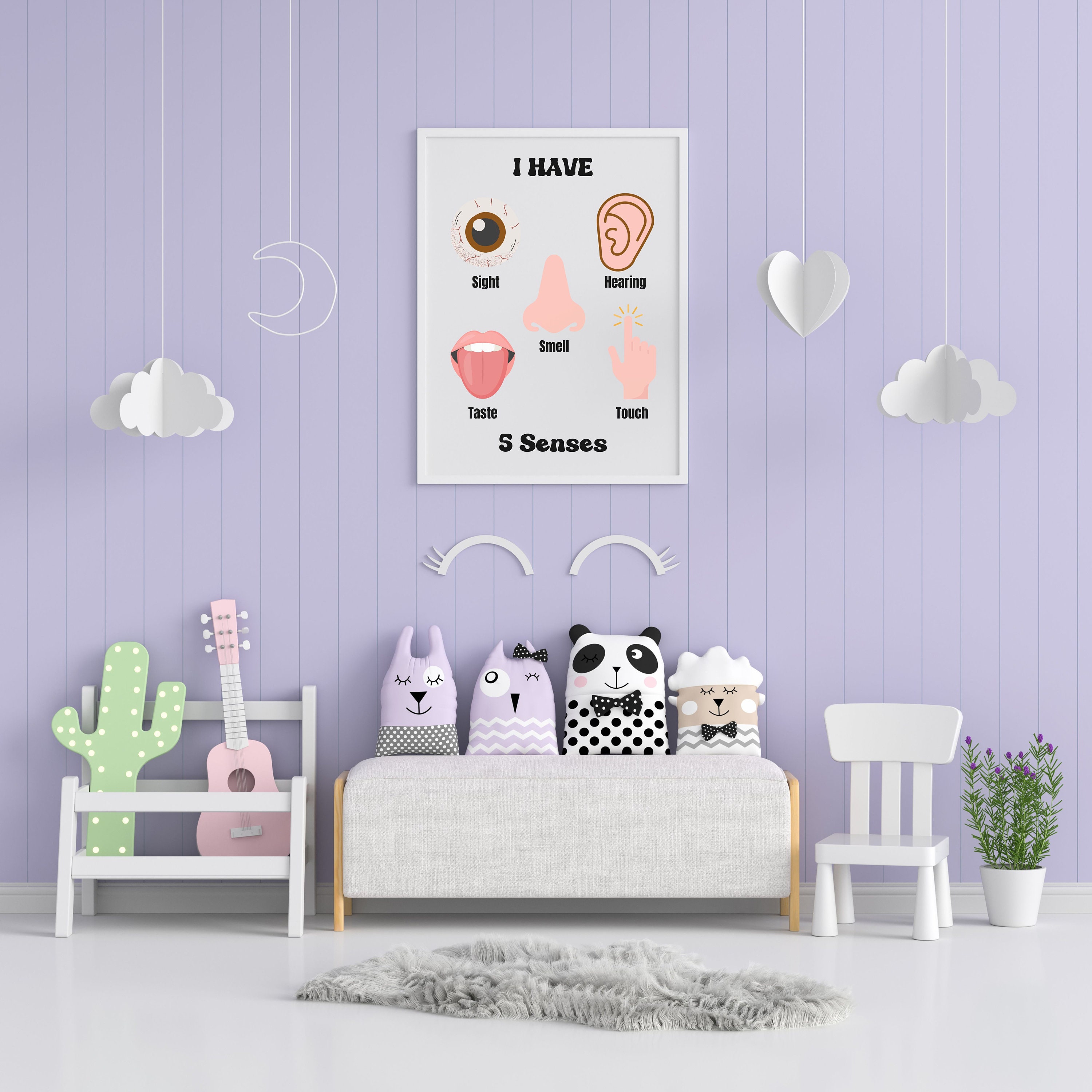 Five Senses Printable Educational Poster for Kids, Classroom Wall Art ...