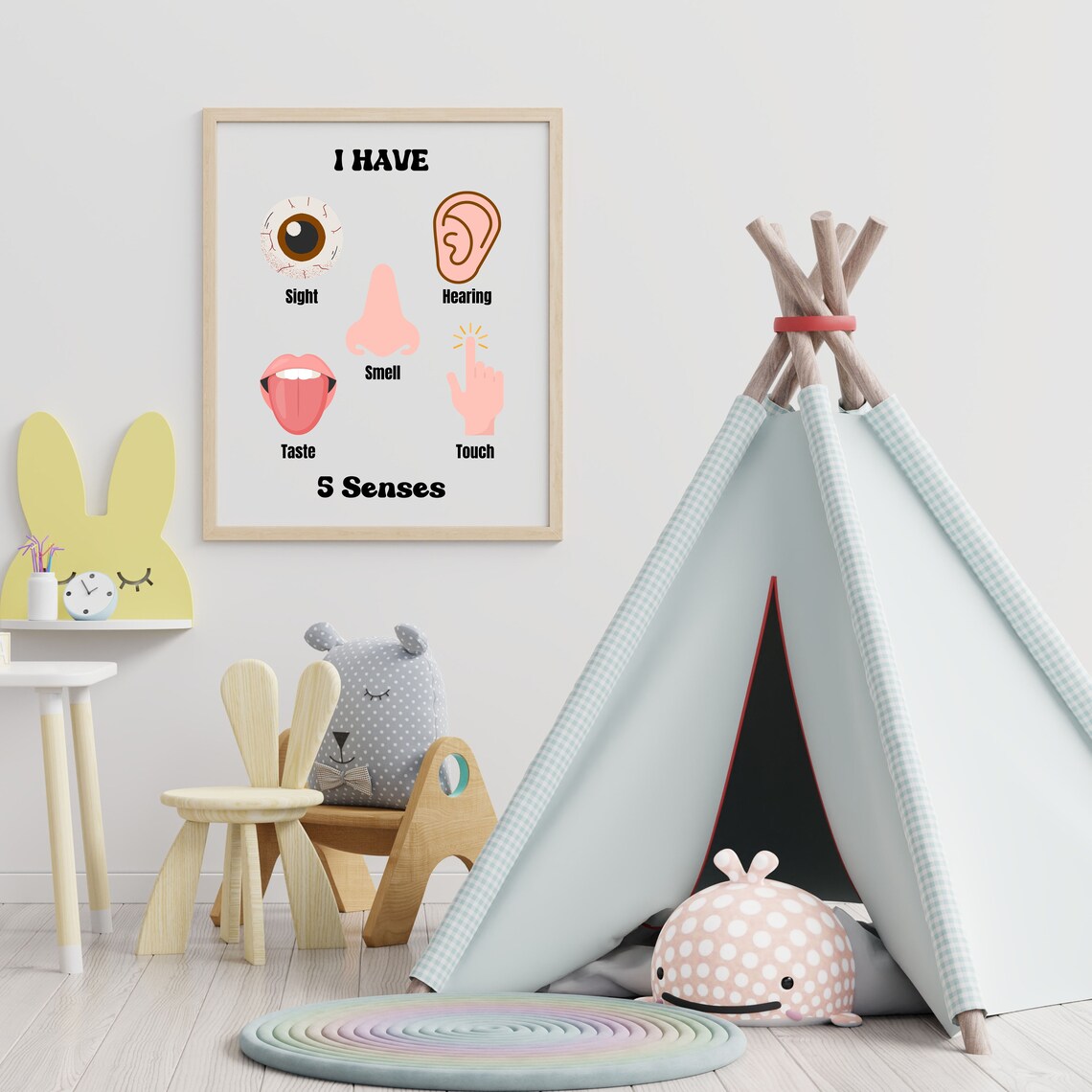 Five Senses Printable Educational Poster for Kids, Classroom Wall Art ...