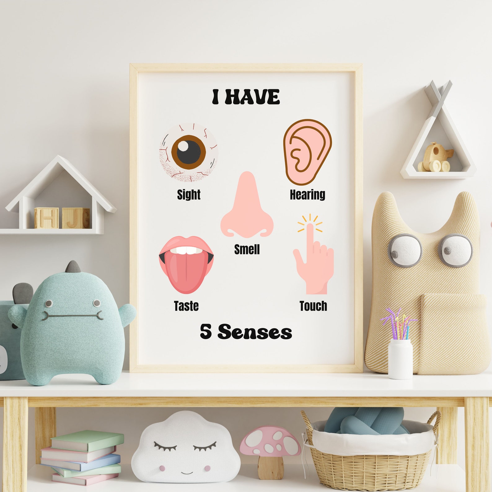 Five Senses Printable Educational Poster for Kids, Classroom Wall Art ...