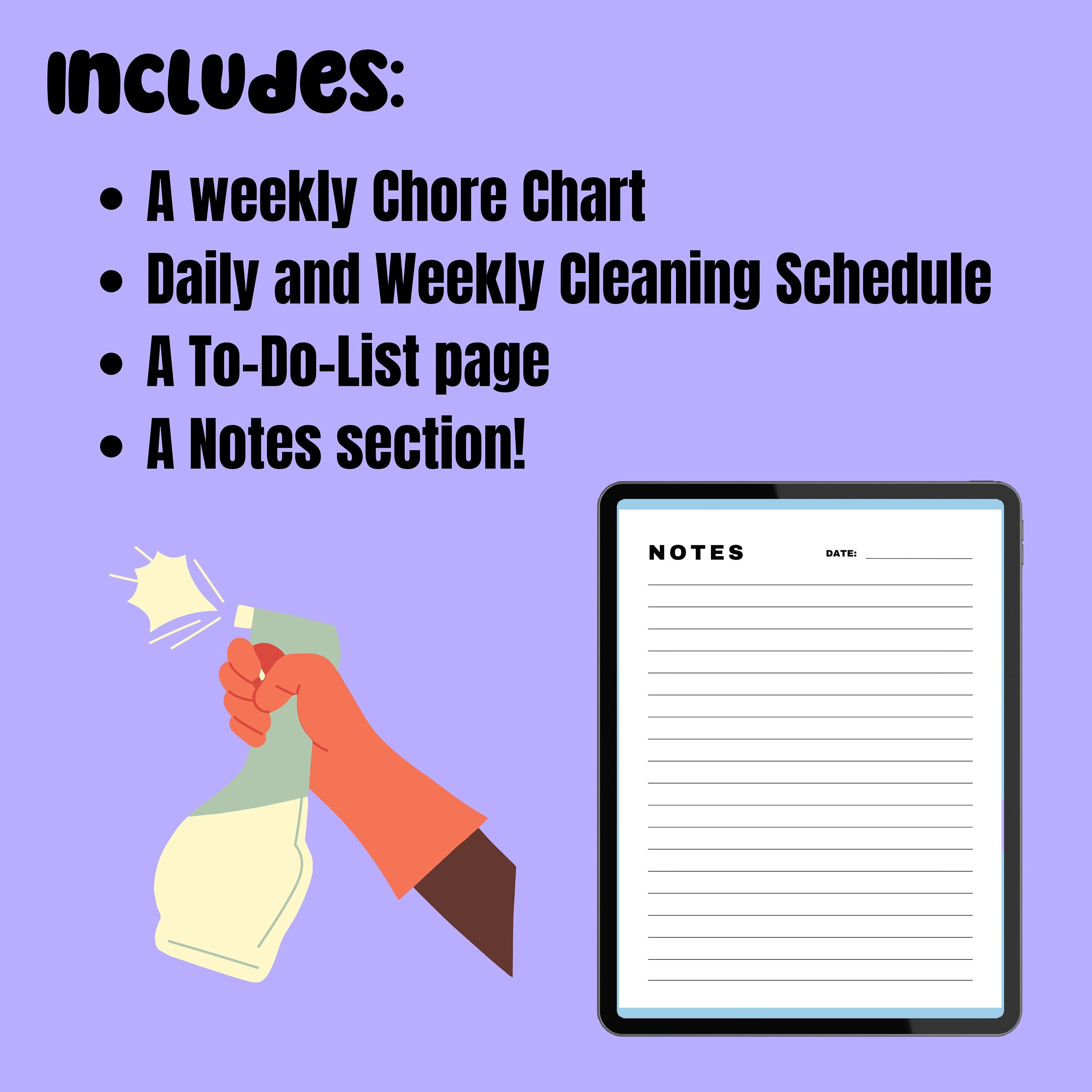 Cleaning Schedule Cleaning Checklist Cleaning Planner Chore - Etsy