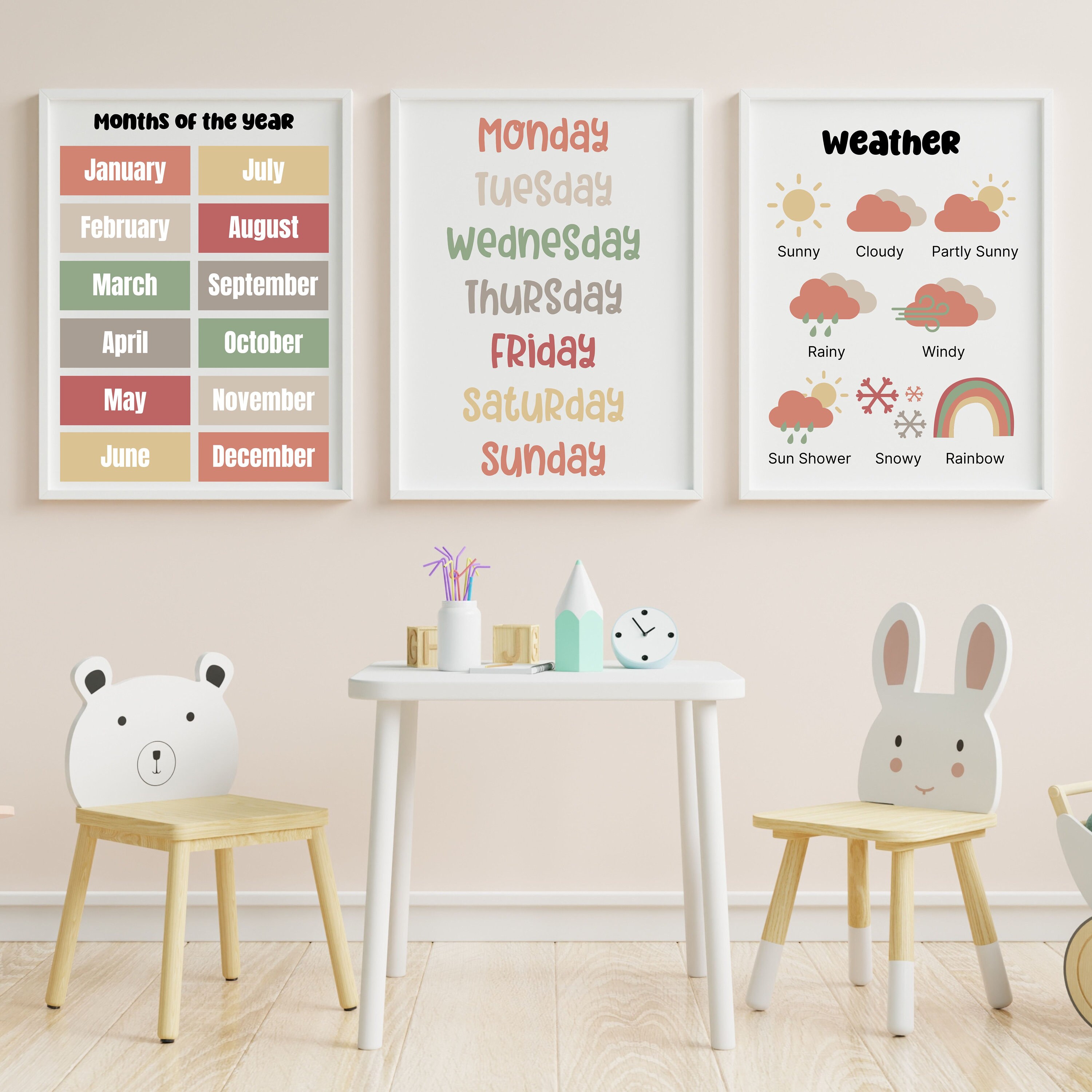 Set of Educational Posters, 6 Homeschool Prints, Montessori Classroom ...