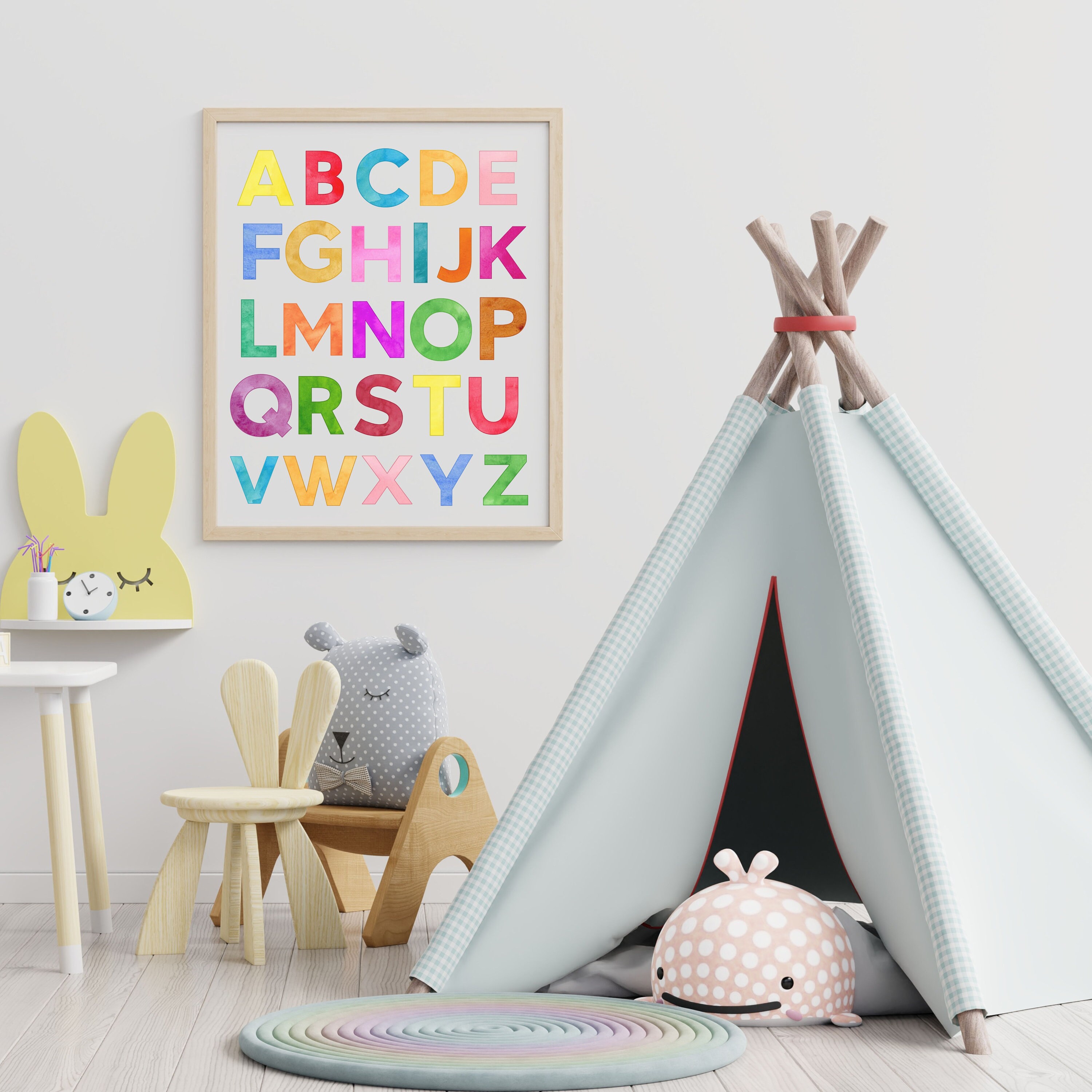 Rainbow Alphabet Poster Homeschool Printables Educational - Etsy