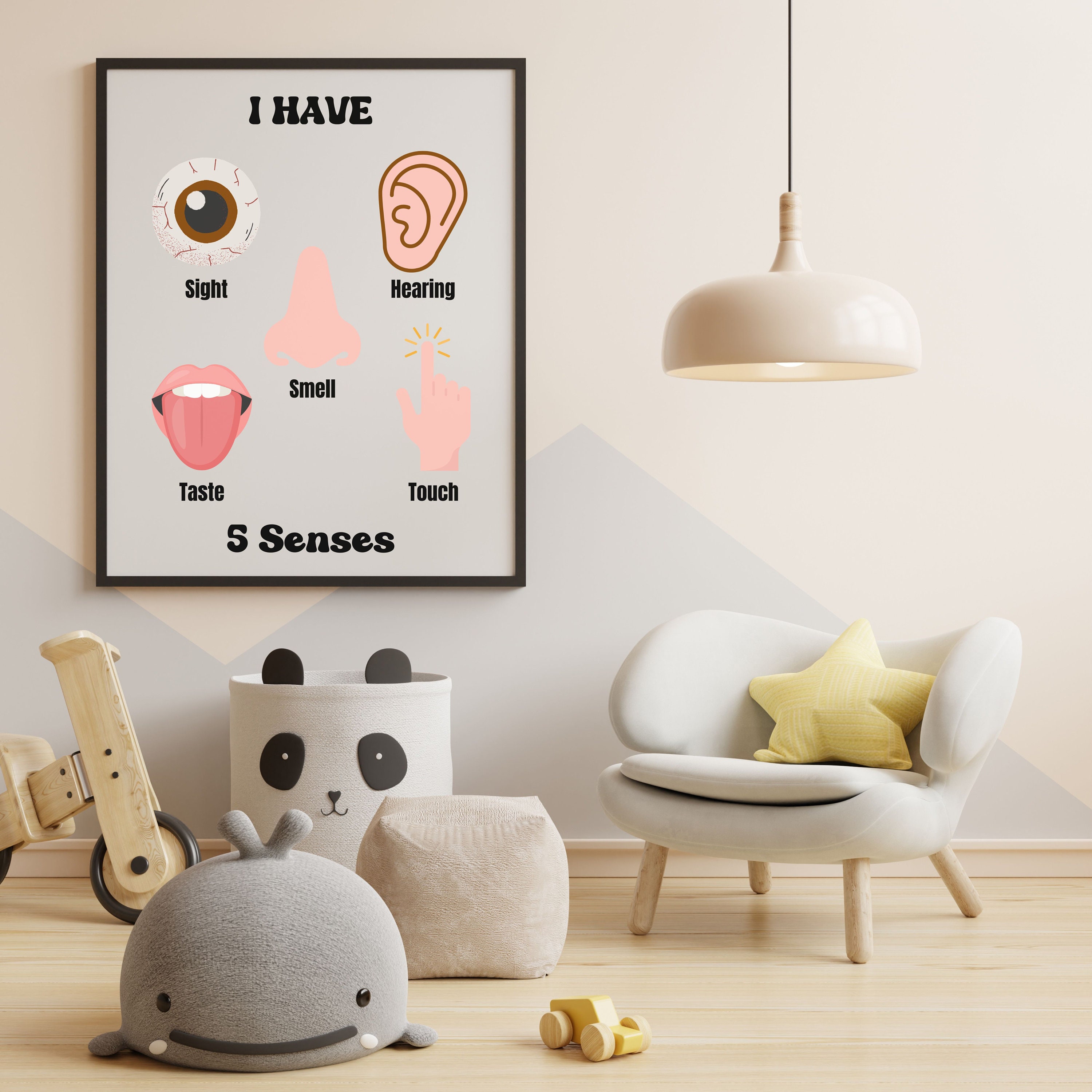 Five Senses Printable Educational Poster for Kids, Classroom Wall Art ...