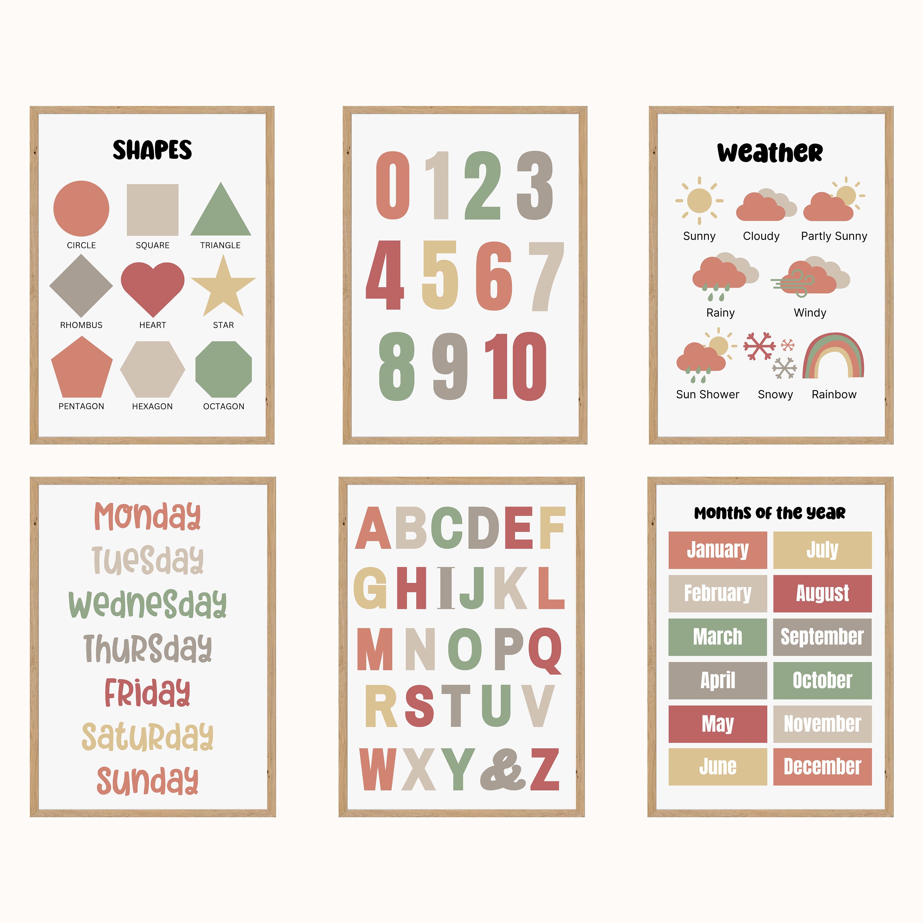 Set of Educational Posters, 6 Homeschool Prints, Montessori Classroom ...