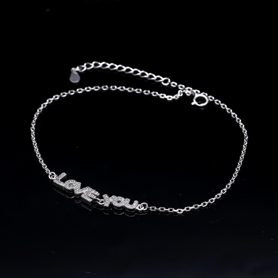 Silver Anklet, Hanging Love Anklet, Delicate Anklet, Gift for ...