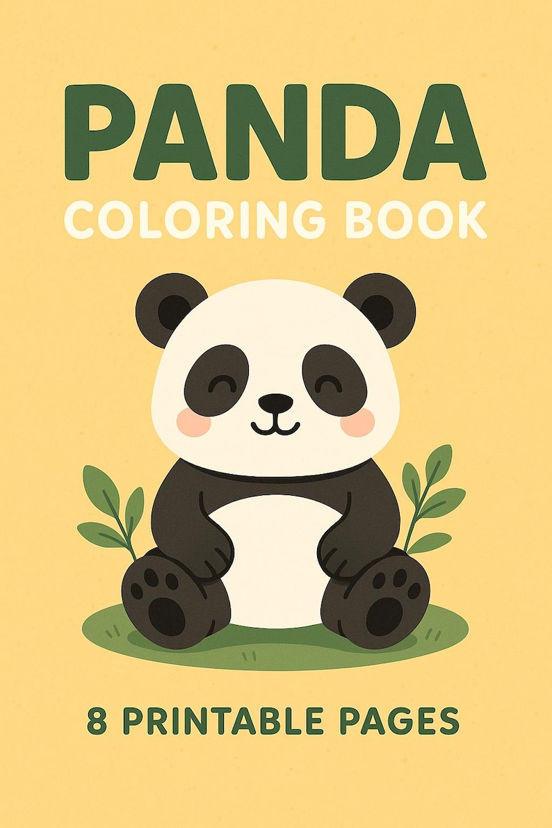 Panda Coloring Book PDF | 8 Printable Pages for Kids | Digital Download ...