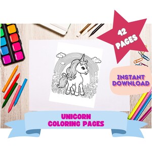42 Unicorn Coloring Pages | Unicorn Coloring Book | Instant Download ...