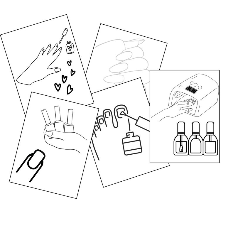 30 Page Nail Polish Coloring Book | Printable Nail Polish Coloring ...