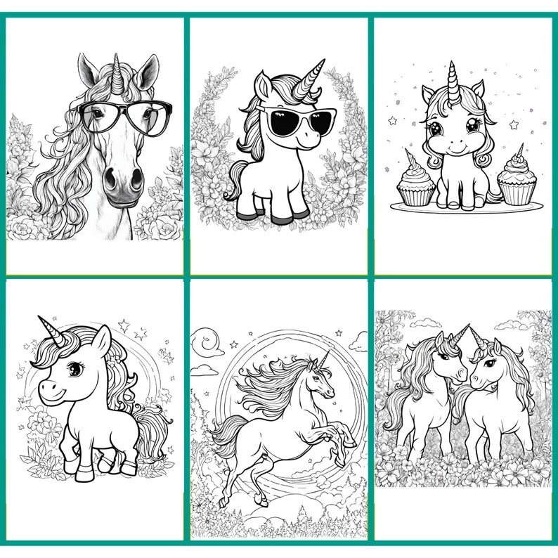 42 Unicorn Coloring Pages | Unicorn Coloring Book | Instant Download ...