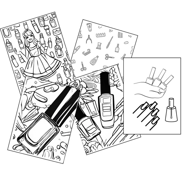 30 Page Nail Polish Coloring Book | Printable Nail Polish Coloring ...