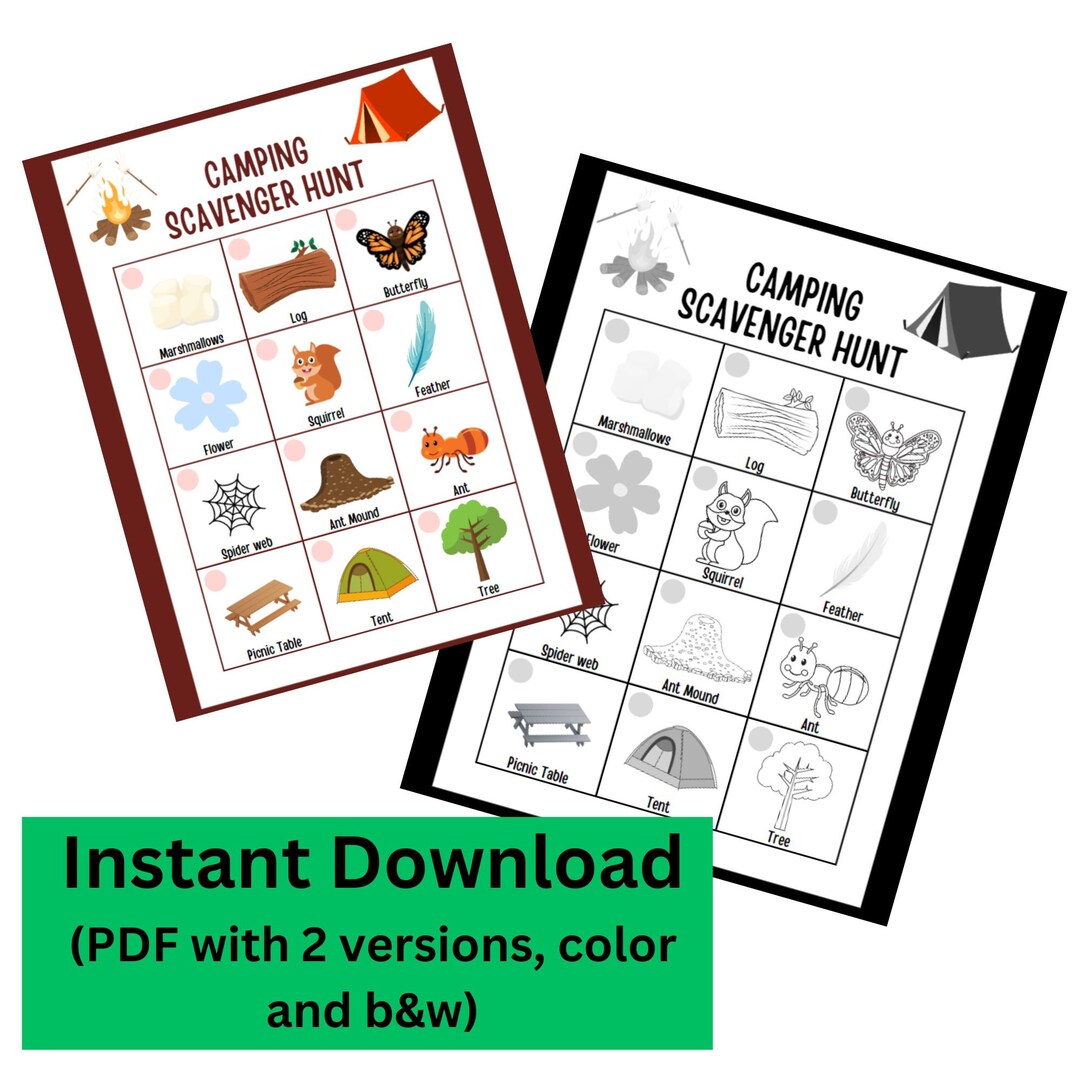 Camping Scavenger Hunt | Kids Nature Scavenger Hunt | Camping Games ...