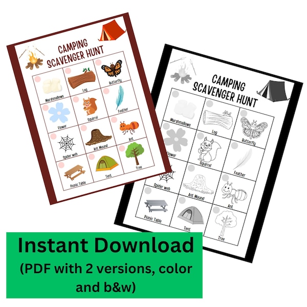 Camping Scavenger Hunt Kids Nature Scavenger Hunt Camping Games Kids ...