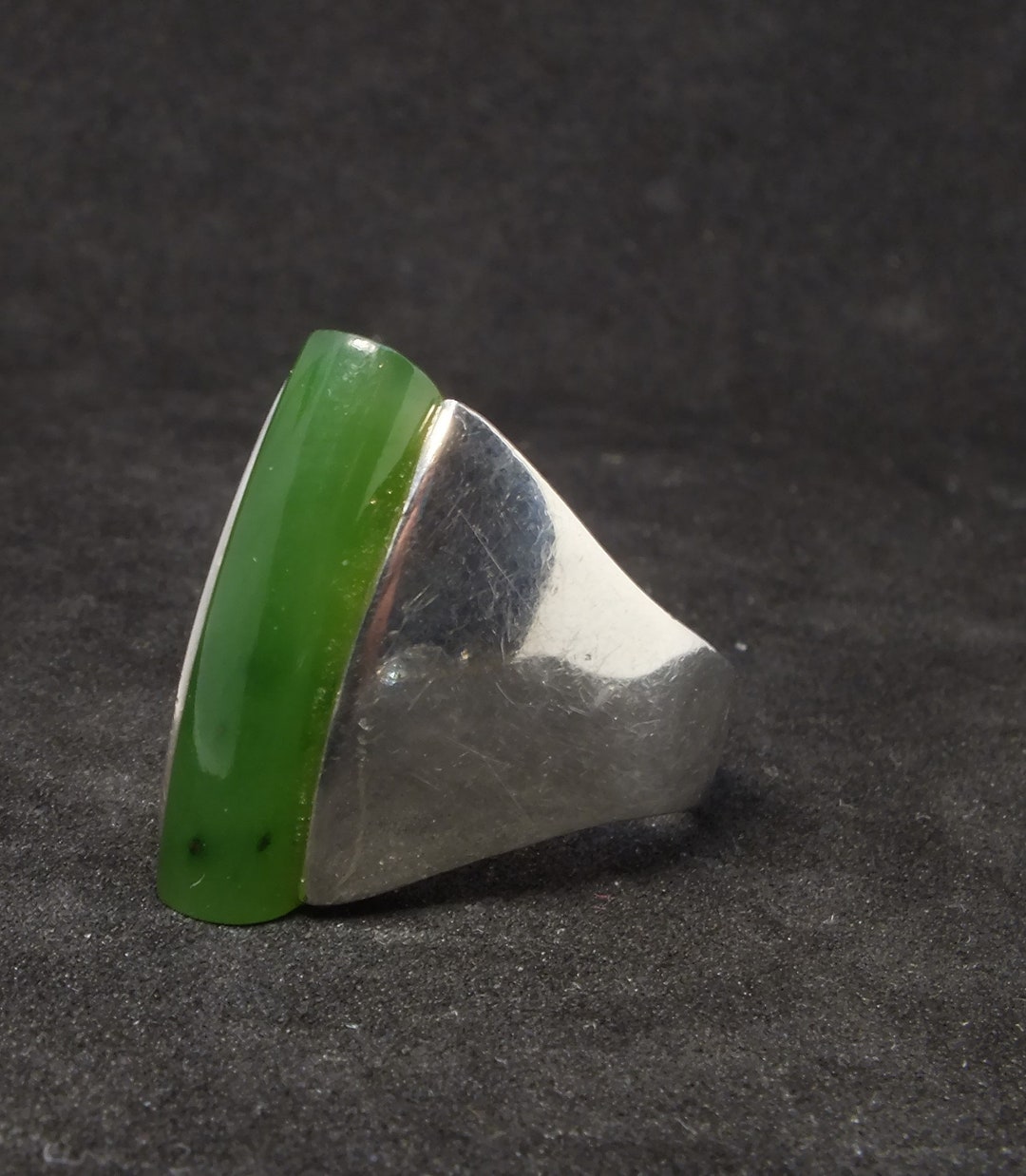 N. E. From Denmark Sterling Silver Ring With Nephrite - Etsy