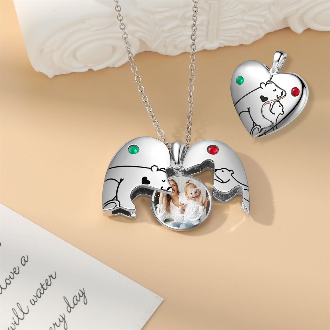 Custom Birthstone Locket Necklace, Heart Locket Necklace With Photo ...