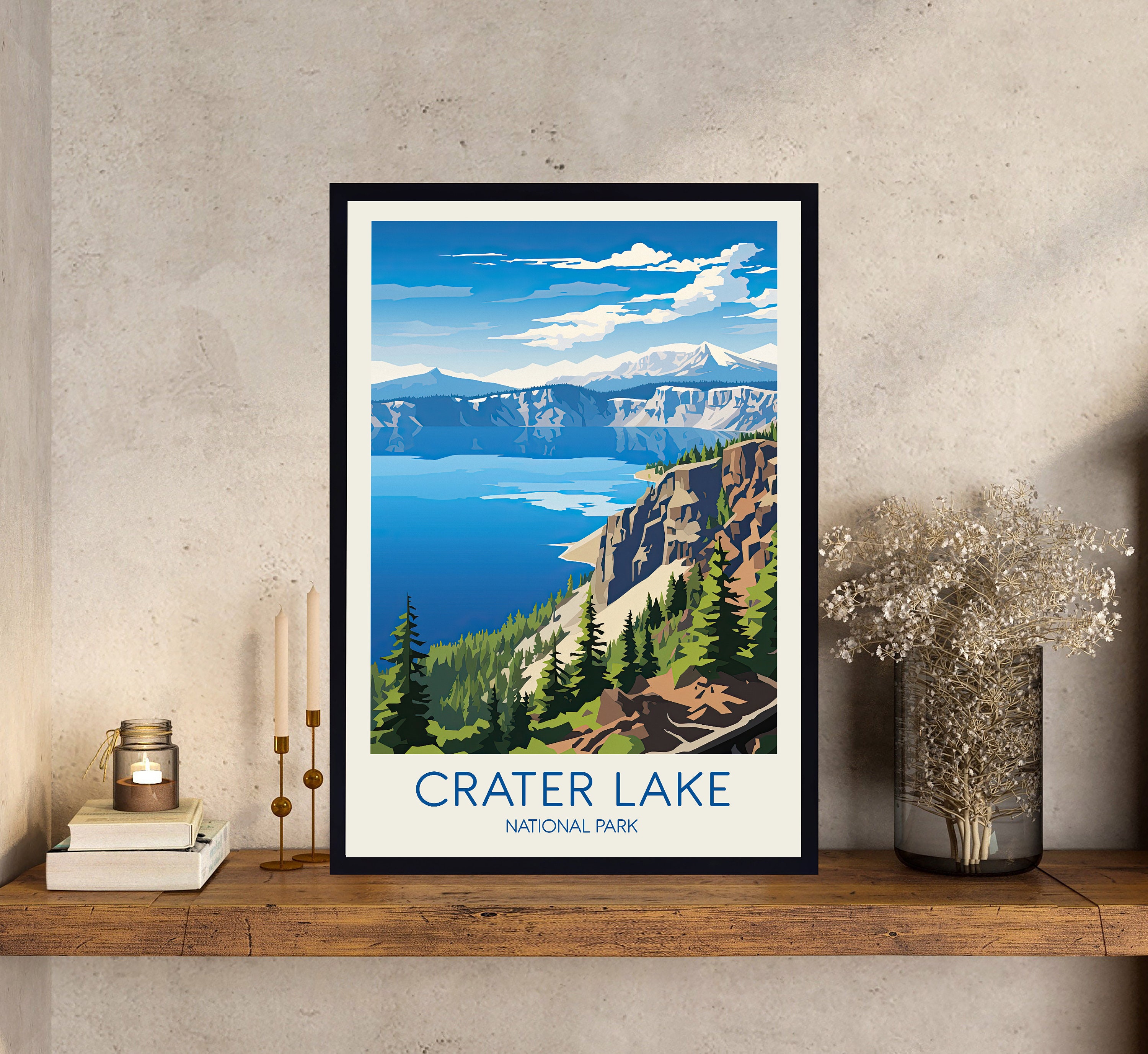 Crater Lake Poster Oregon Poster Crater Lake Travel Crater - Etsy