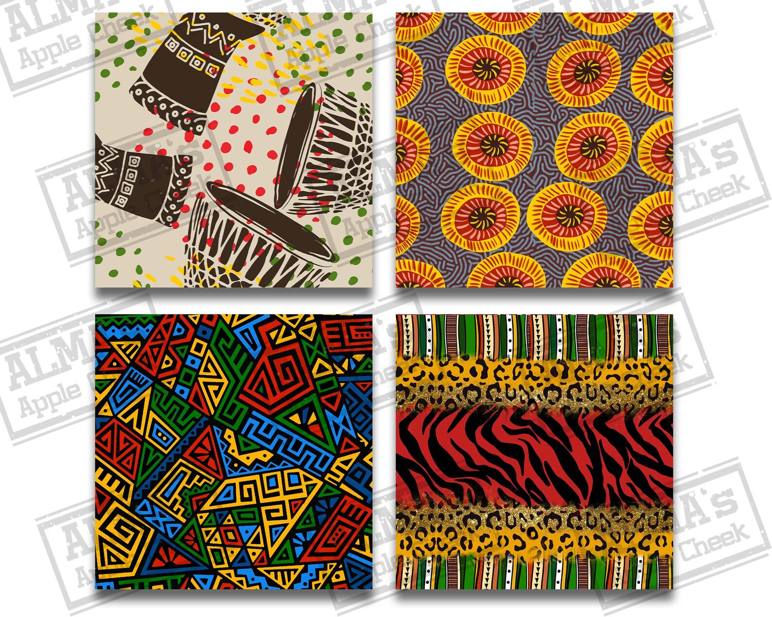 African Seamless Pattern Png Design Bundle, Digital Paper Bundle Png ...