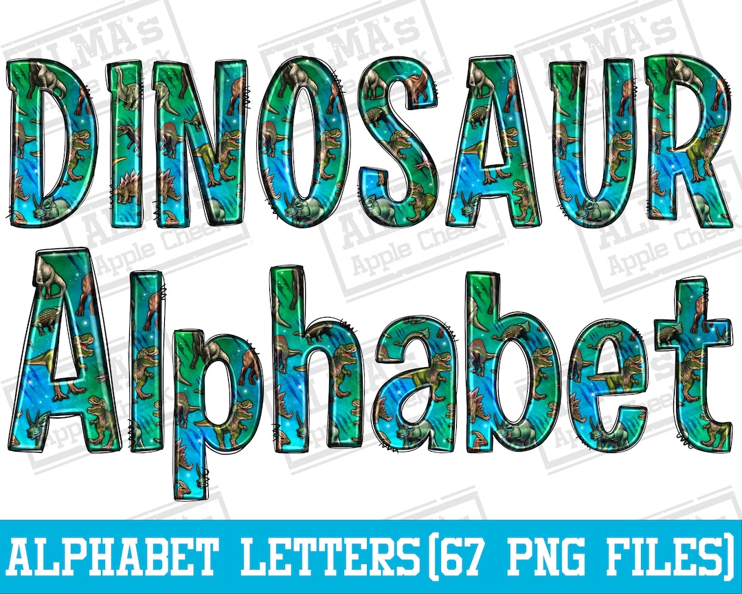 Dinosaur Alphabet Bundle Png, Dinosaur Doodle Letters Png, Dinosaur ...