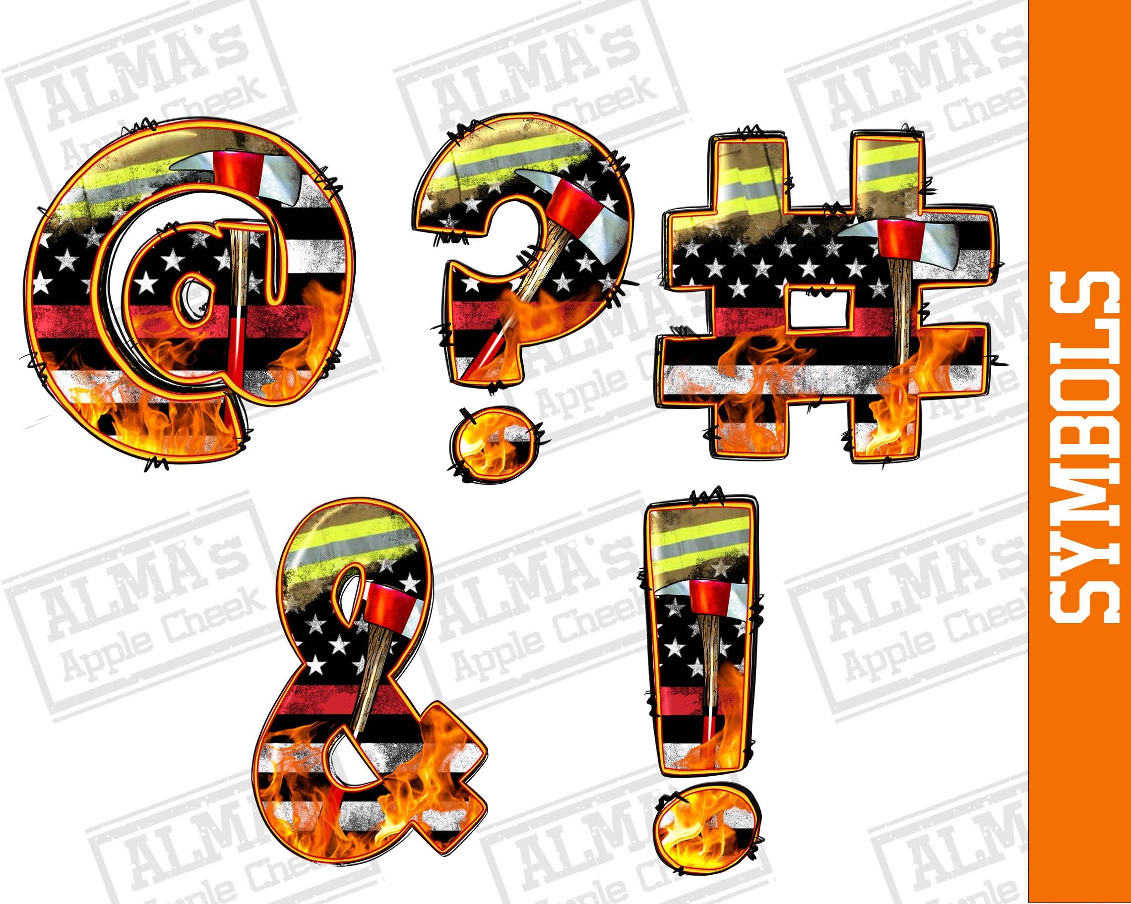 Firefighter Alphabet Png Files Bundle, Firefighter Doodle Letters Png ...