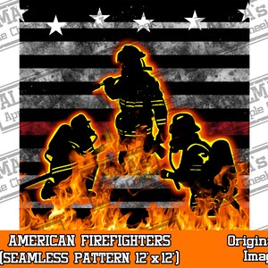 American Firefighters Seamless Pattern Digital Paper, Digital Seamless ...