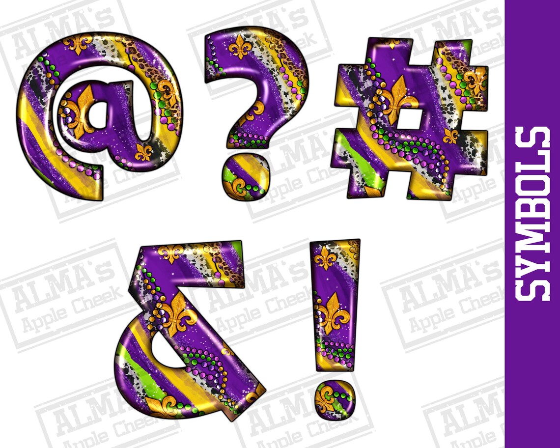 Mardi Gras Alphabet Bundle Png Mardi Gras Doodle Letters Png - Etsy