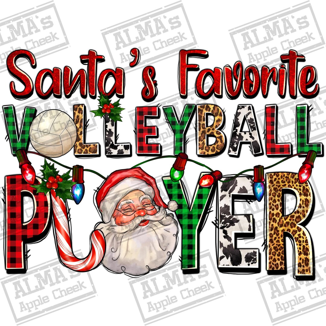 Santa's Favorite Volleyball Player for Christmas Png Sublimation Design ...