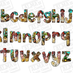 Farm Life Alphabet Thumbnail Png Files Bundle, Farm Doodle Letters Png ...