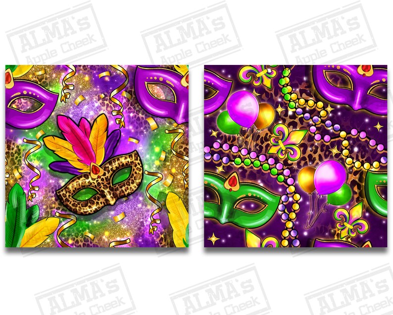 11 Digital Paper, Mardi Gras Seamless Pattern, Digital Paper Bundle Png ...