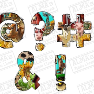 Farm Life Alphabet Thumbnail Png Files Bundle, Farm Doodle Letters Png ...