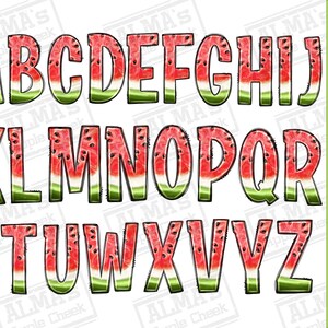 Watermelon Alphabet Bundle Png, Watermelon Doodle Letters Png ...