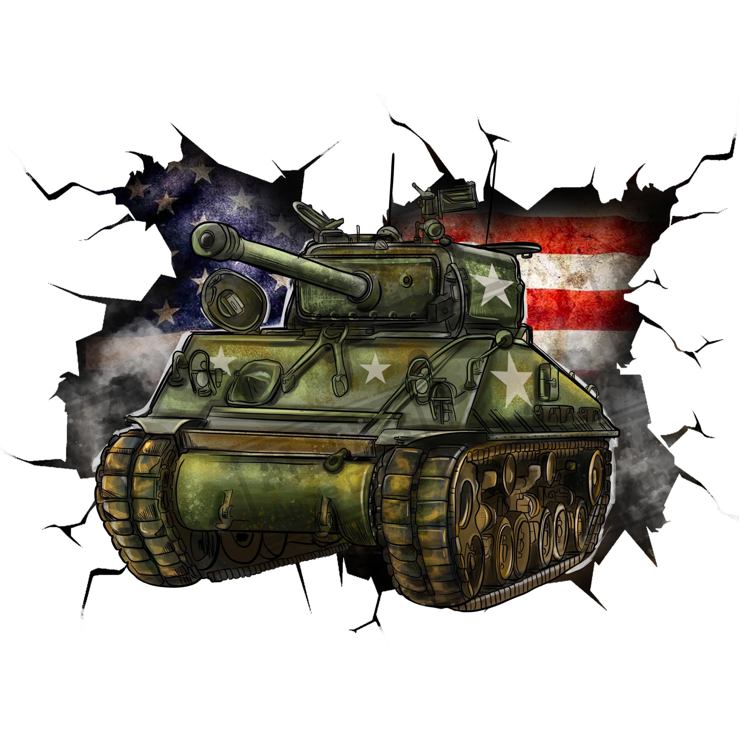 Military Army Tank American Flag Png Sublimation Design Download, USA ...