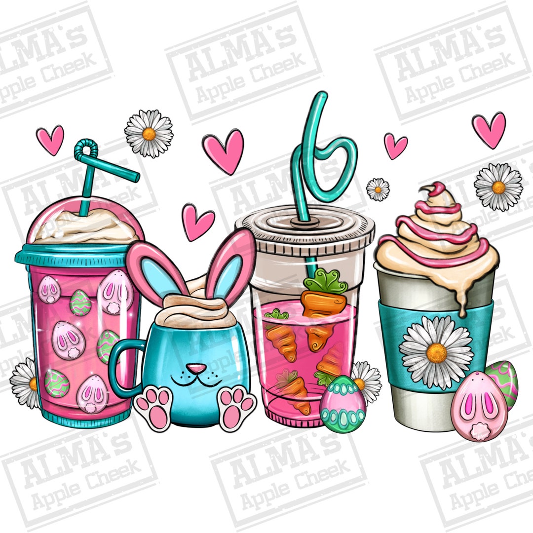 Easter Coffee Cups Png Sublimation Design Download, Easter Bunny Png ...