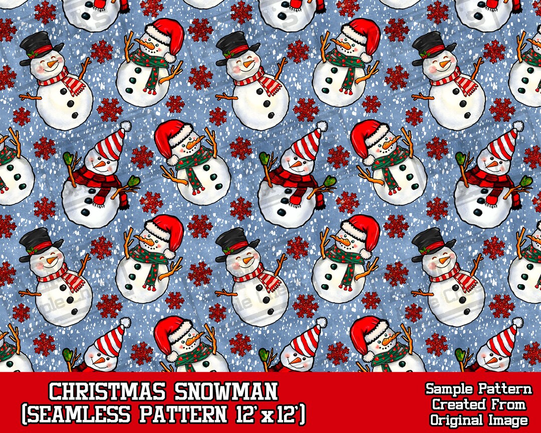 Christmas Snowman Seamless Pattern Digital Paper, Christmas Digital ...