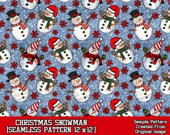 Pink Christmas Cute Snowman Seamless Pattern Digital Paper, Digital ...