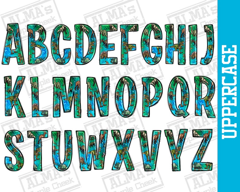 Dinosaur Alphabet Bundle Png Dinosaur Doodle Letters Png - Etsy