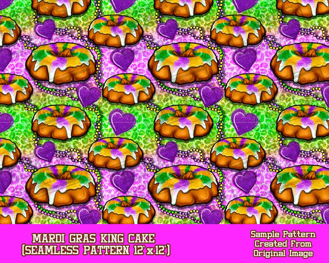Mardi Gras King Cake Seamless Pattern Digital Paper, Western Digital ...