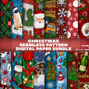 20 Digital Paper, Christmas Seamless Pattern Digital Paper Bundle Png ...