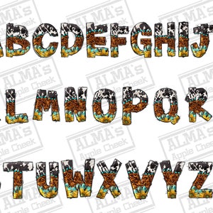Western Alphabet Bundle Png, Western Doodle Letters Png, Western ...