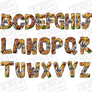 Safari Alphabet Thumbnail Png Files Bundle, Safari Doodle Letters Png ...