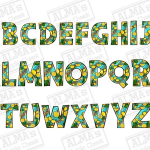 Lemon Alphabet Bundle Png, Lemon Doodle Letters Png, Lemon Letters Png ...