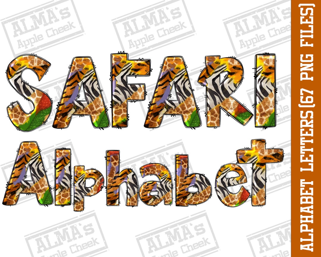 Safari Alphabet Thumbnail Png Files Bundle, Safari Doodle Letters Png ...
