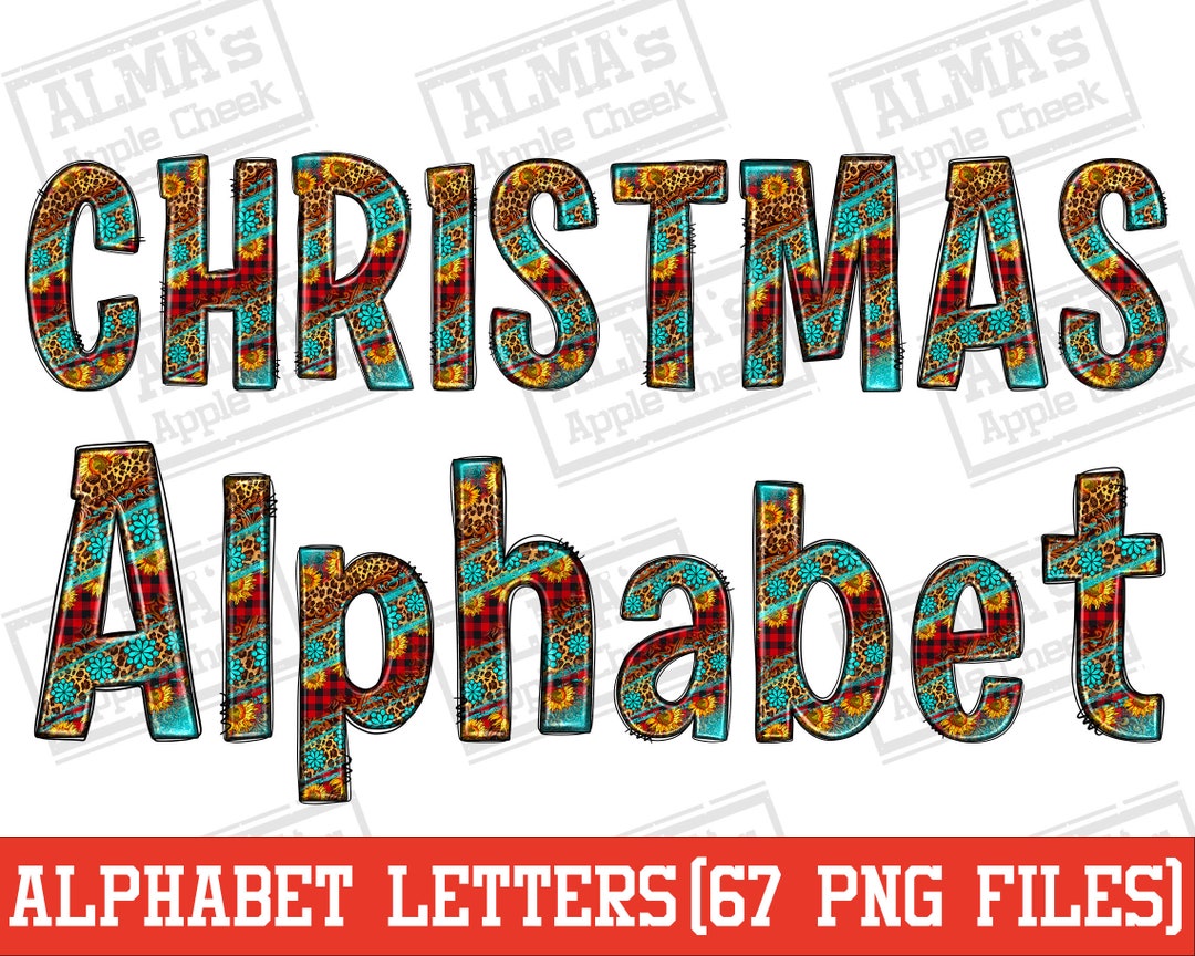 Christmas Alphabet Bundle Png, Christmas Doodle Letters Png, Christmas ...