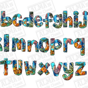 Sea Life Alphabet Bundle Png, Sea Doodle Letters Png, Sea Letters Png ...