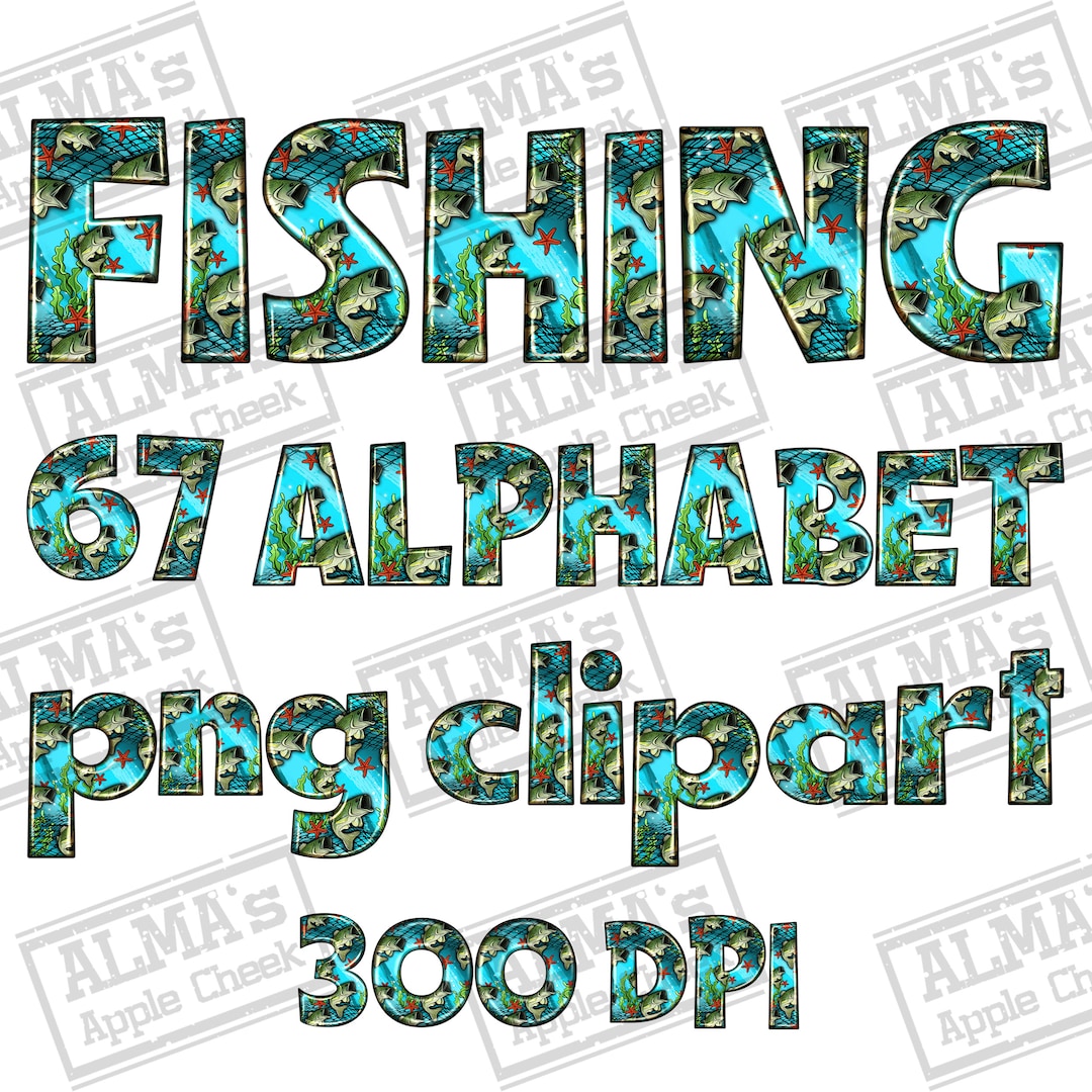 Fishing Alphabet Bundle Png, Fishing Doodle Letters Png, Fishing ...