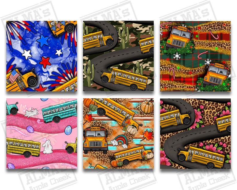 13 Digital Paper School Bus Seamless Pattern Digital Paper - Etsy