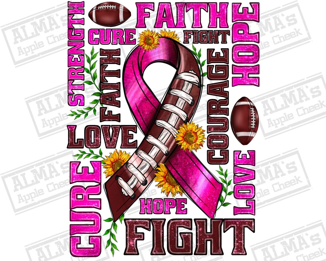 Breast Cancer American Football Ribbon Love Cure Fight Png, Cancer ...