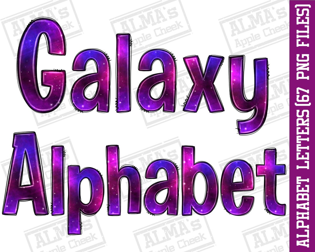 Galaxy Alphabet Bundle Png, Galaxy Doodle Letters Png, Galaxy Letters ...