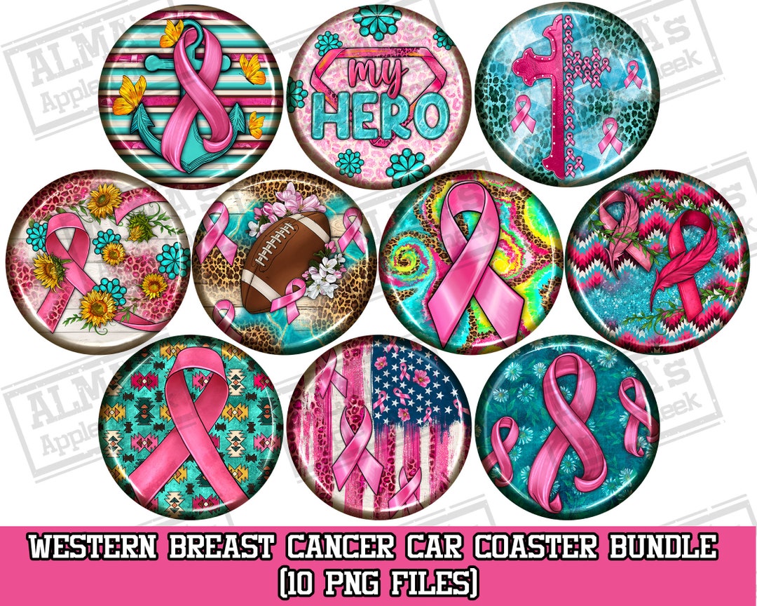 Western Breast Cancer Car Coaster Png Sublimation Design Bundle, Breast ...