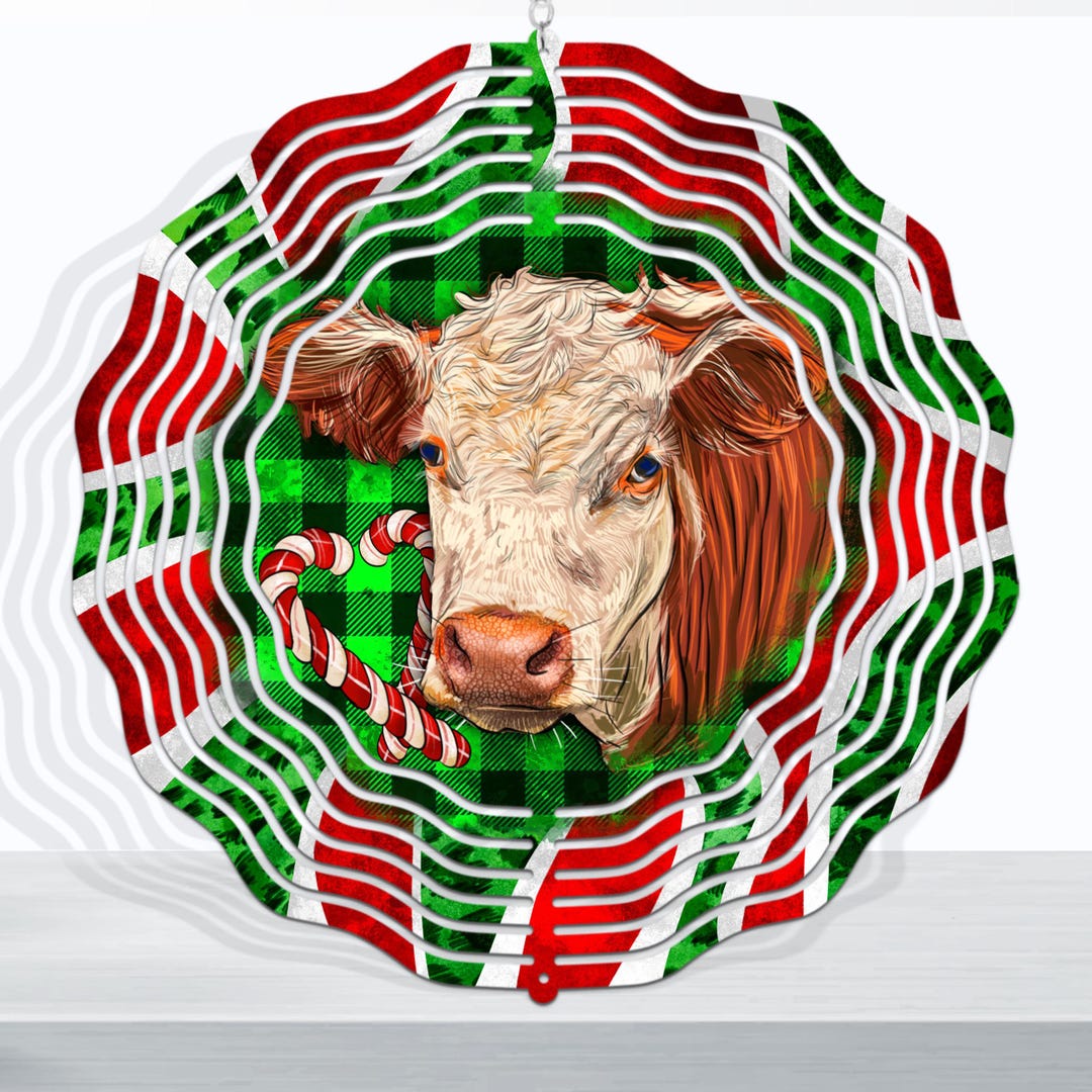 Christmas Hereford Cow Face Wind Spinner Png Sublimation Design ...