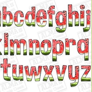 Watermelon Alphabet Bundle Png, Watermelon Doodle Letters Png ...