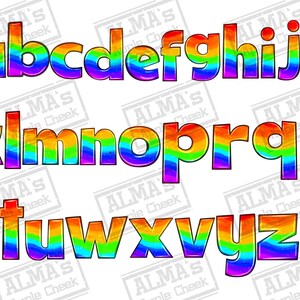 Rainbow Alphabet Png Files Bundle, Rainbow Doodle Letters Png, Rainbow ...